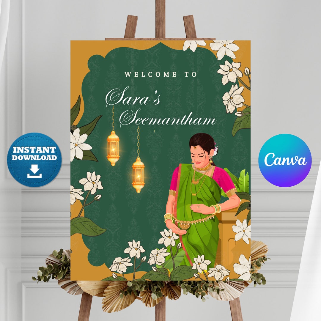 Editable Sreemantham Ceremony Sign Template, Seemantham Decor Printable ...