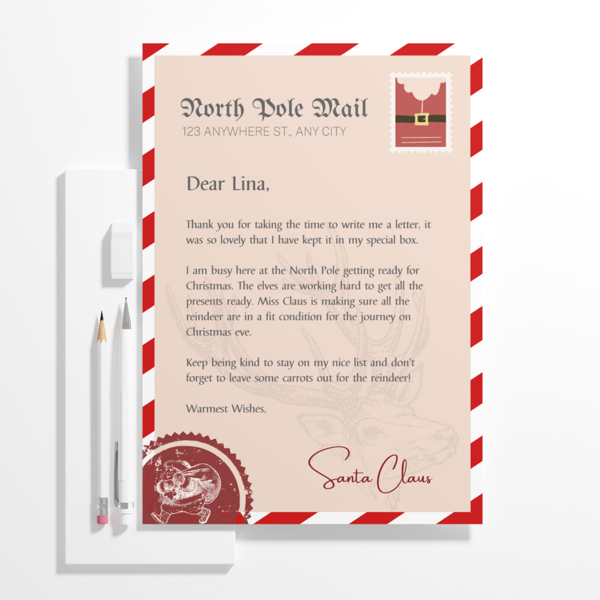 Editable Letter From Santa Template Printable Christmas Santa - Etsy