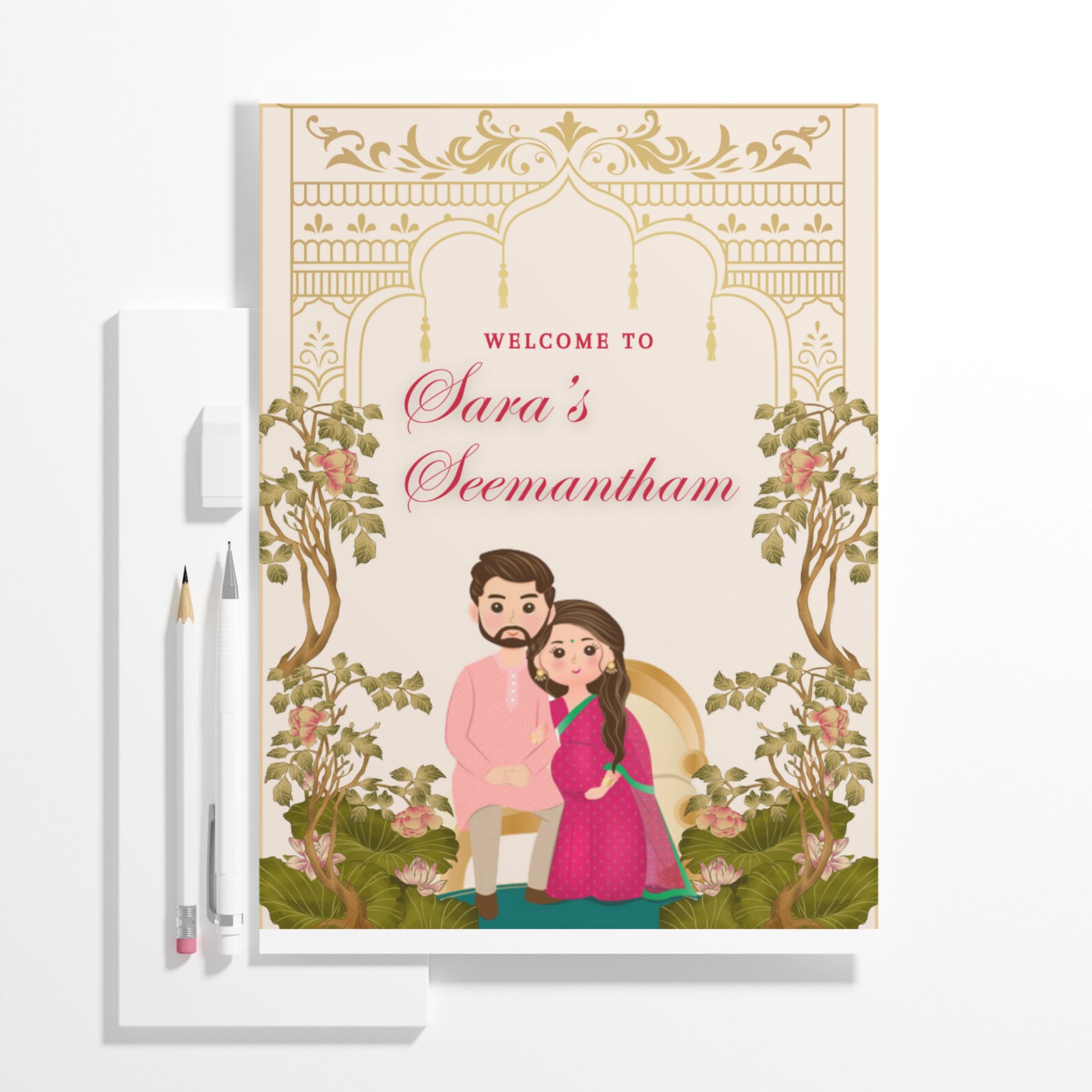 Customizable Seemantham Welcome Sign: Godh Bharai Decor - Etsy UK