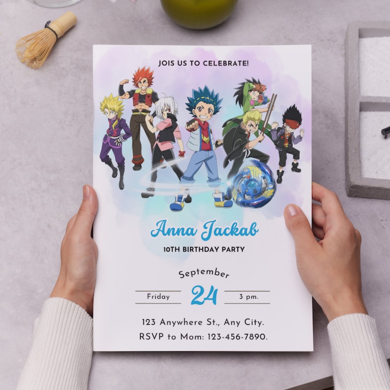 Editable Beyblade Birthday Invitation: Printable Canva Template - Etsy