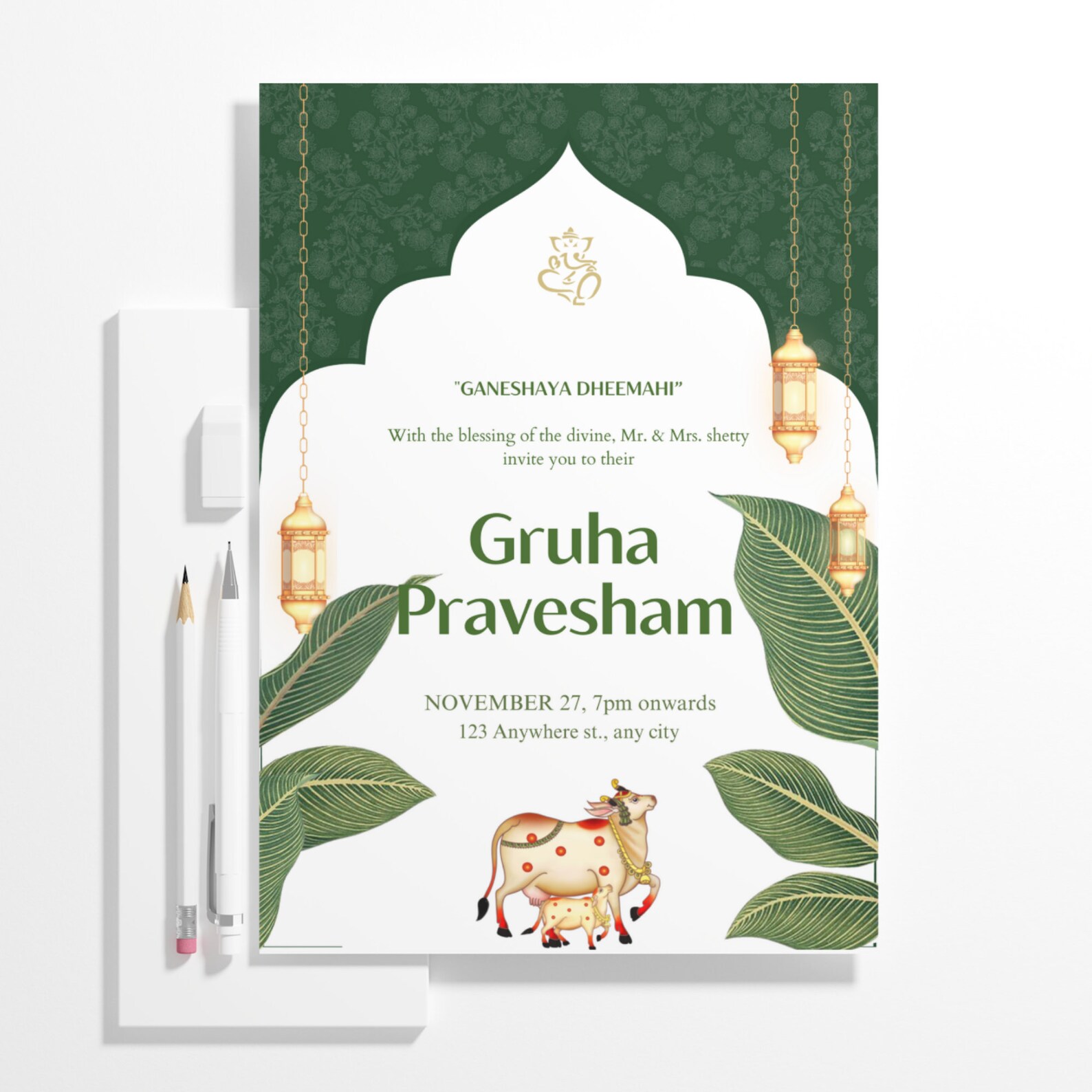 Editable Gruhapravesham Invitation Template: Printable Housewarming - Etsy