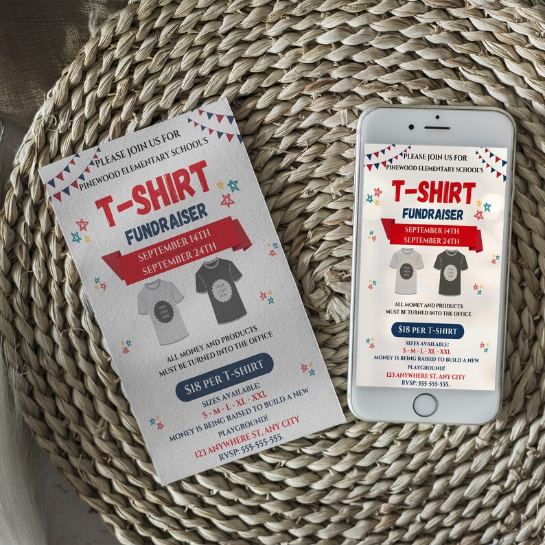Editable T-shirt Fundraiser Flyer Template, Digital Printable PTO PTA ...
