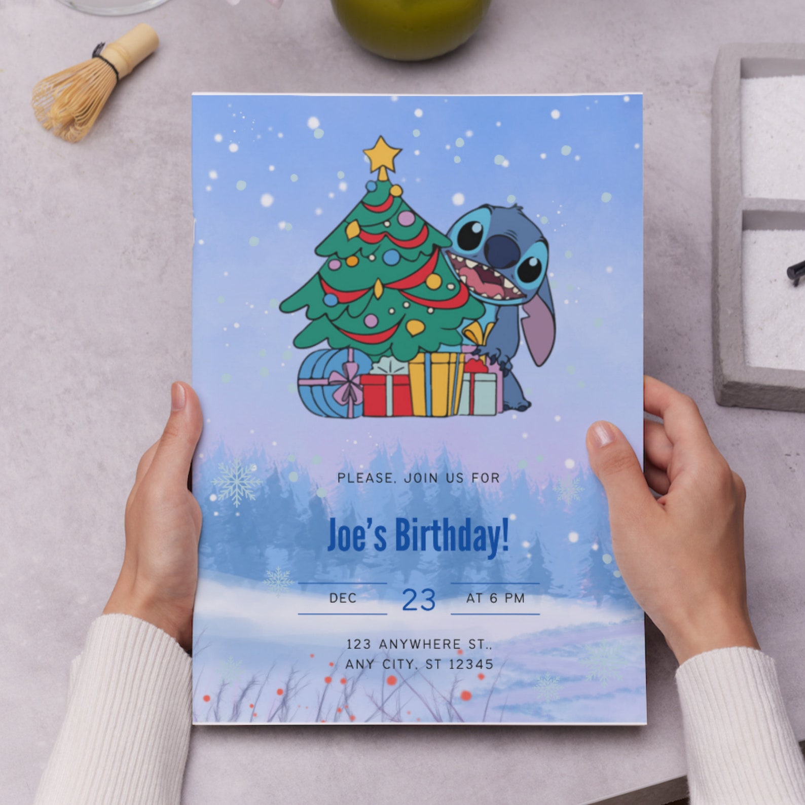 Editable Stitch Christmas Birthday Invitation Template - Etsy