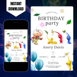Editable Pikmin Birthday Invitation: Printable Party Invite - Etsy