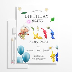 Editable Pikmin Birthday Invitation: Printable Party Invite - Etsy