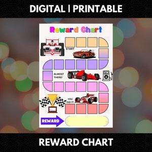 Racing Car Reward Chart, Printable Cars Behavior Chart, Digital Racing ...