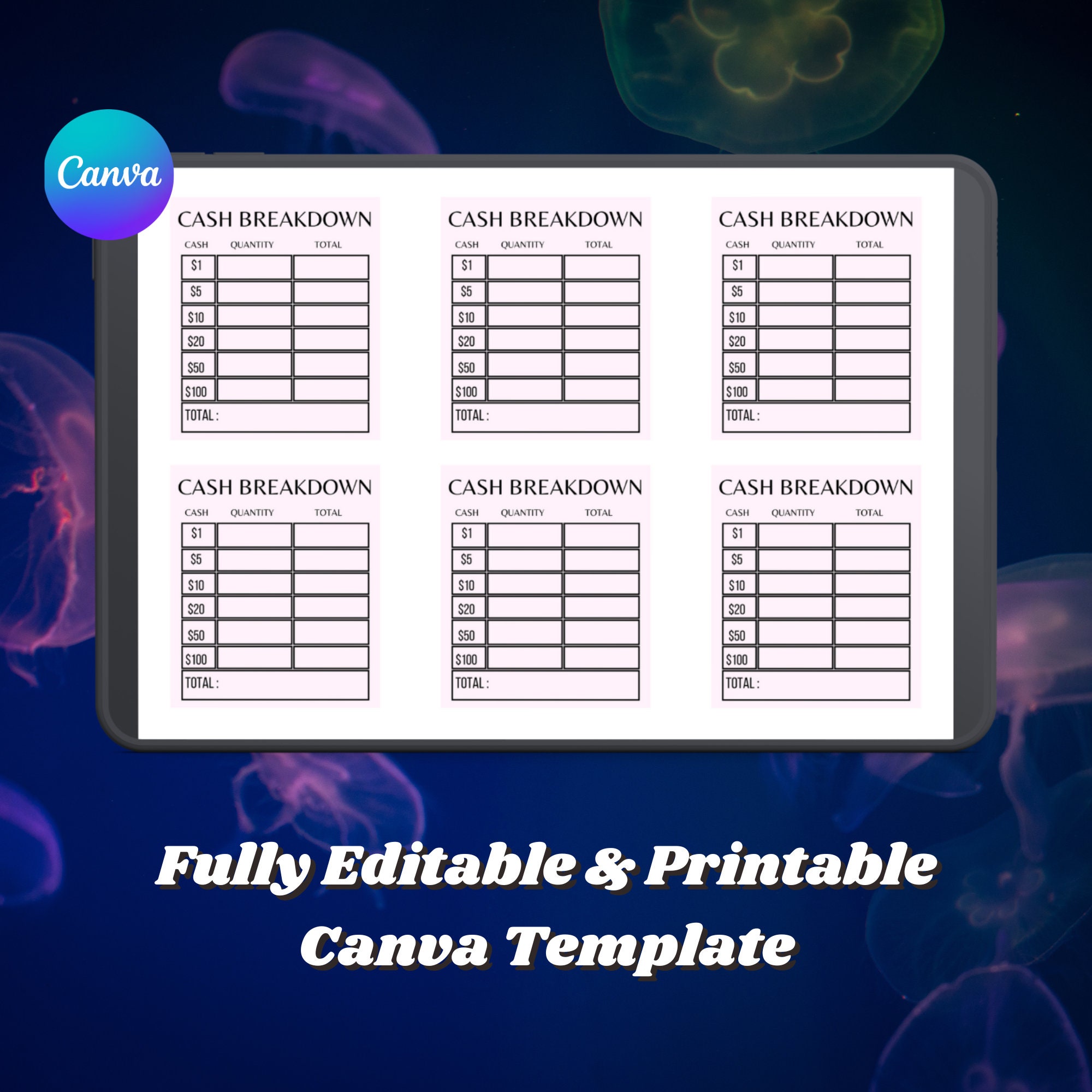 Printable Cash Breakdown Slip Rainbow Bank Teller Slip - Etsy