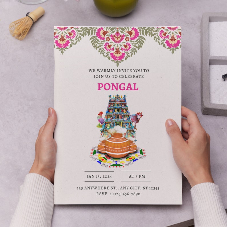 Editable Pongal Invitation, Printable Pongal Celebration Invite ...