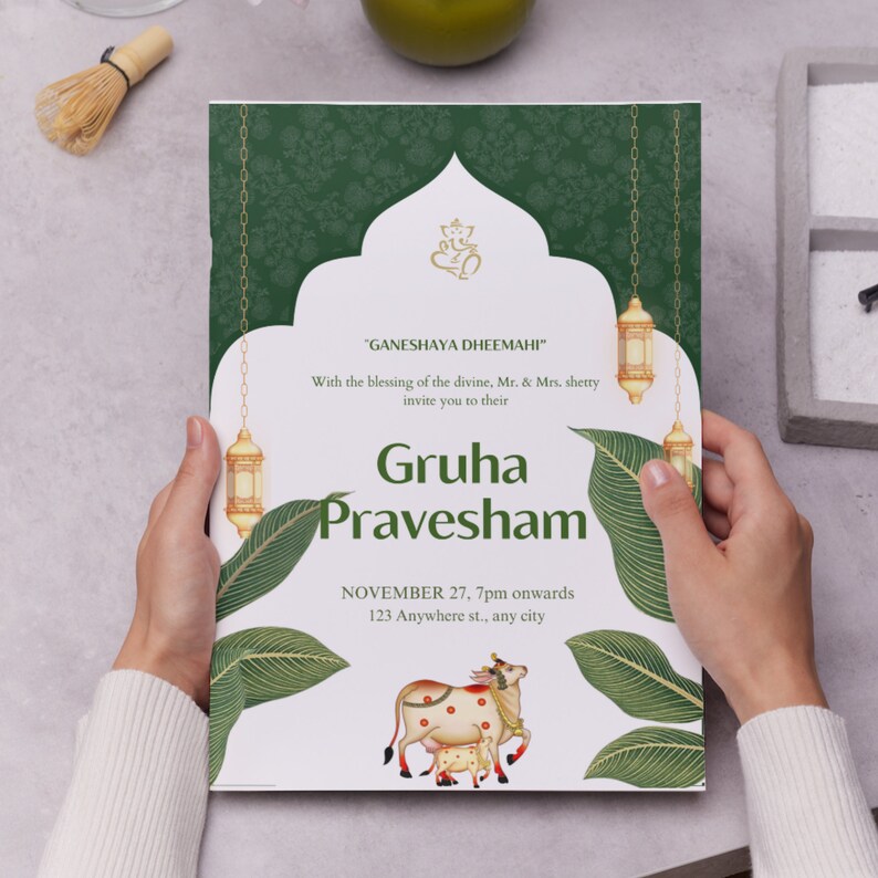 Editable Gruhapravesham Invitation Template: Printable Housewarming - Etsy