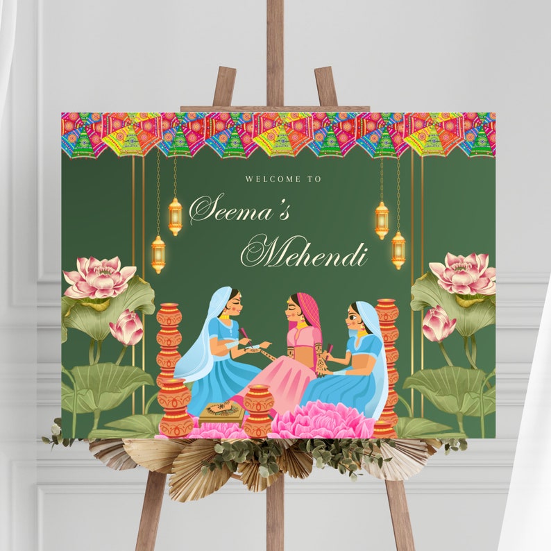 Editable Mehndi Welcome Sign Template, Printable Wedding Welcome Sign ...