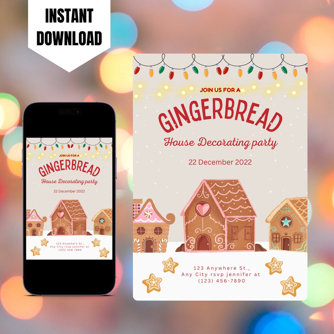 Editable Gingerbread House Invitation, Printable Gingerbread House ...