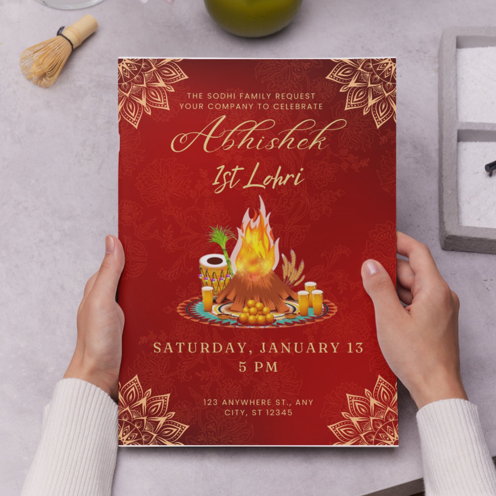 Editable Lohri Invitation, Printable First Lohri Invite, Digital Lohri ...
