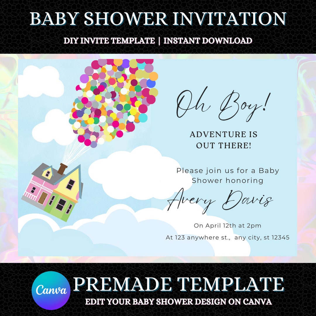Editable UP Baby Shower Invitation, Printable UP Boy Baby Shower Invite ...
