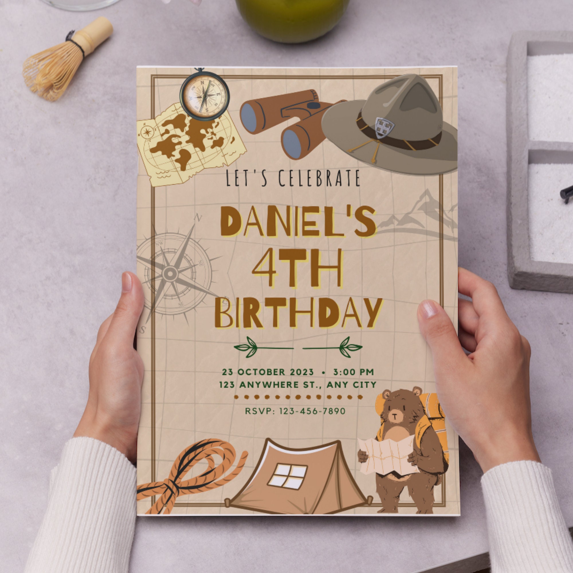 Editable Explorer Adventure Birthday Invitation Template, Printable ...