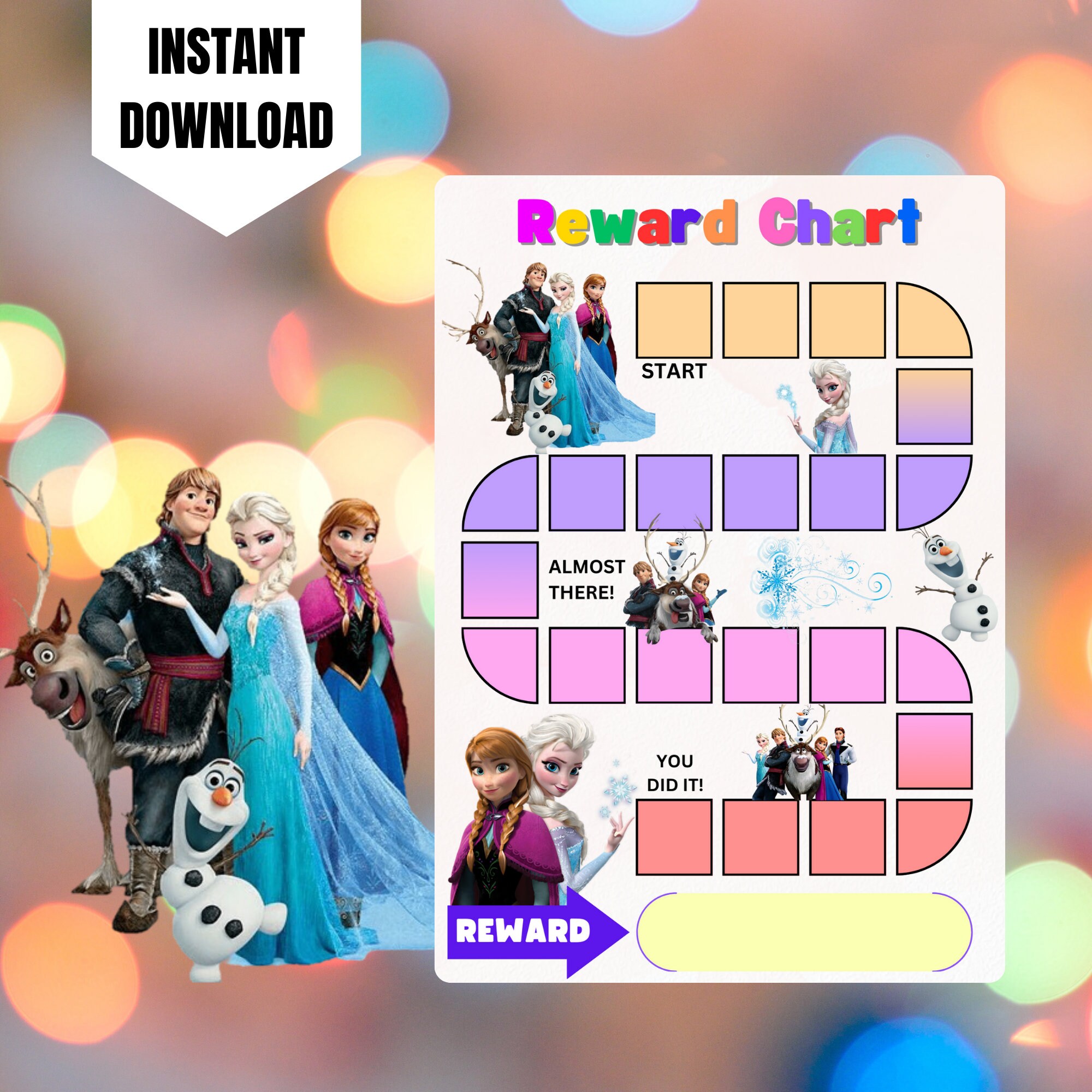 Frozen Reward Chart, Printable Frozen Behavior Chart, Digital Elsa ...