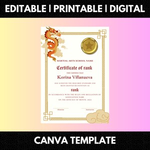 Editable Certificate of Rank, Rank Certificate, Digital Downloads ...