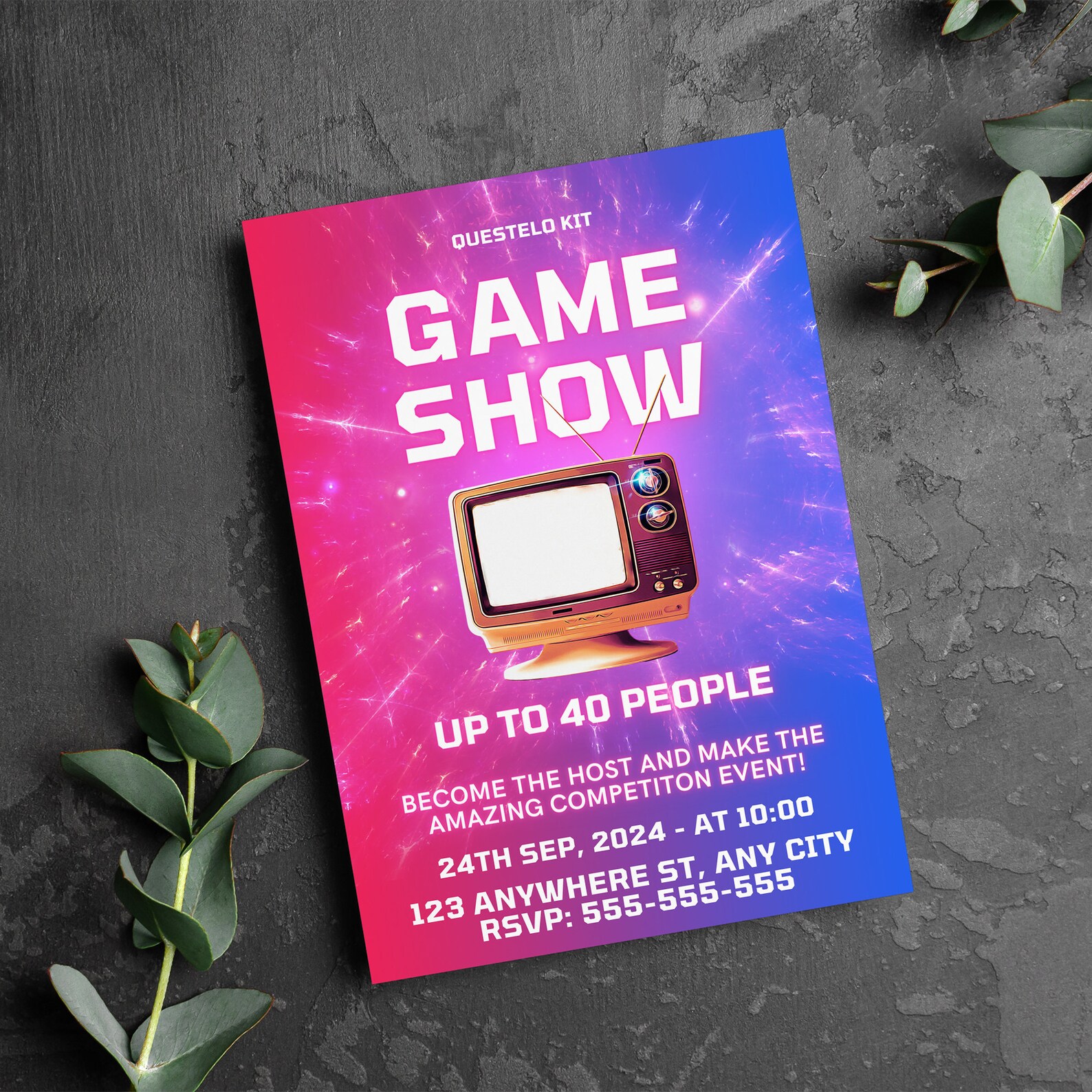 Editable Game Show Birthday Invitation, Digital Game Night Invitation ...