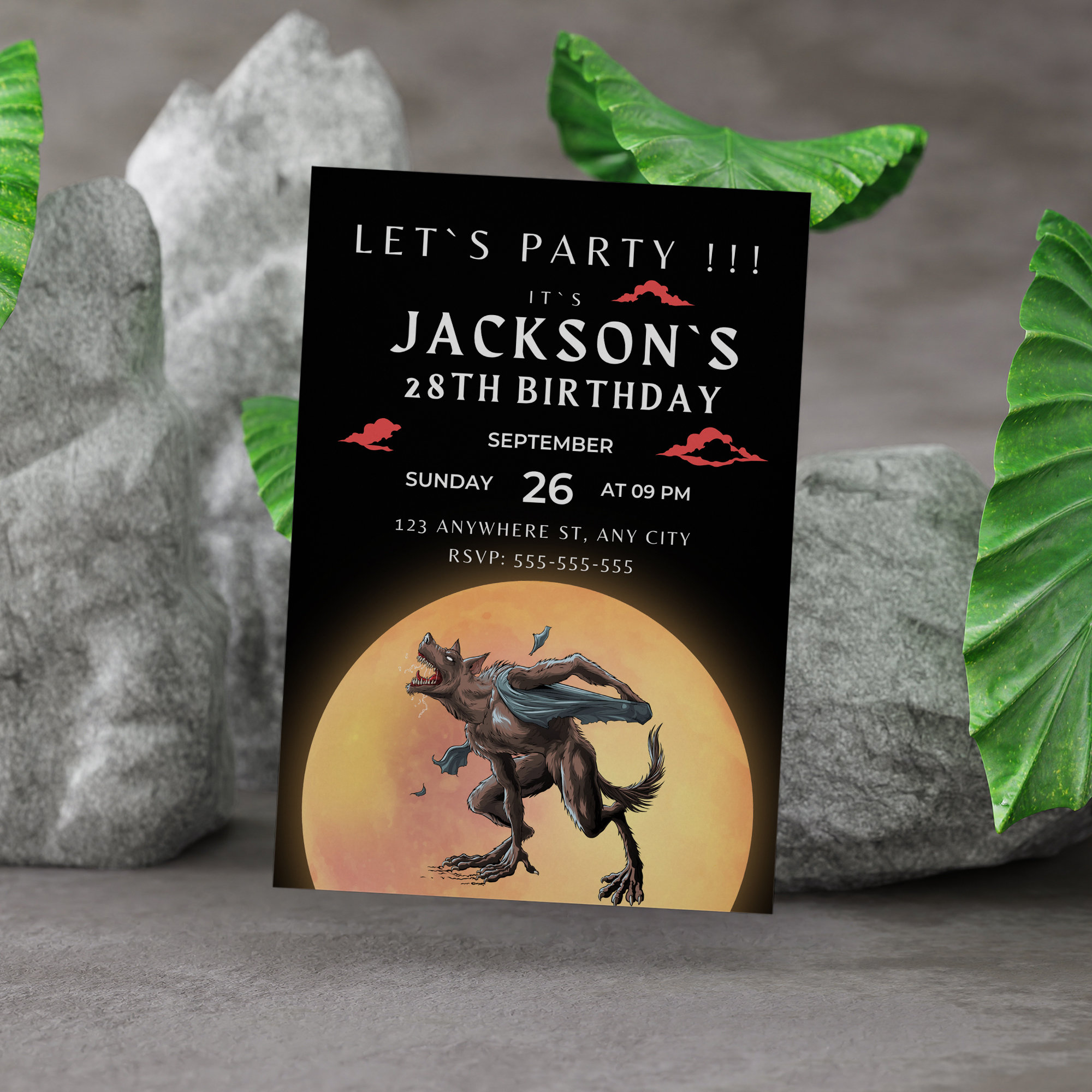 Editable Werewolf Birthday Invitation: Halloween Party Template - Etsy UK
