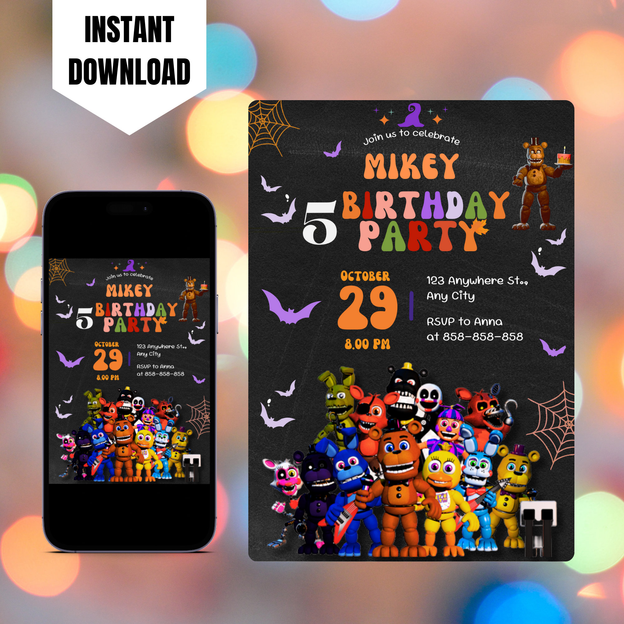 Editable Five Nights at Freddy's Invitation Five Nights - Etsy