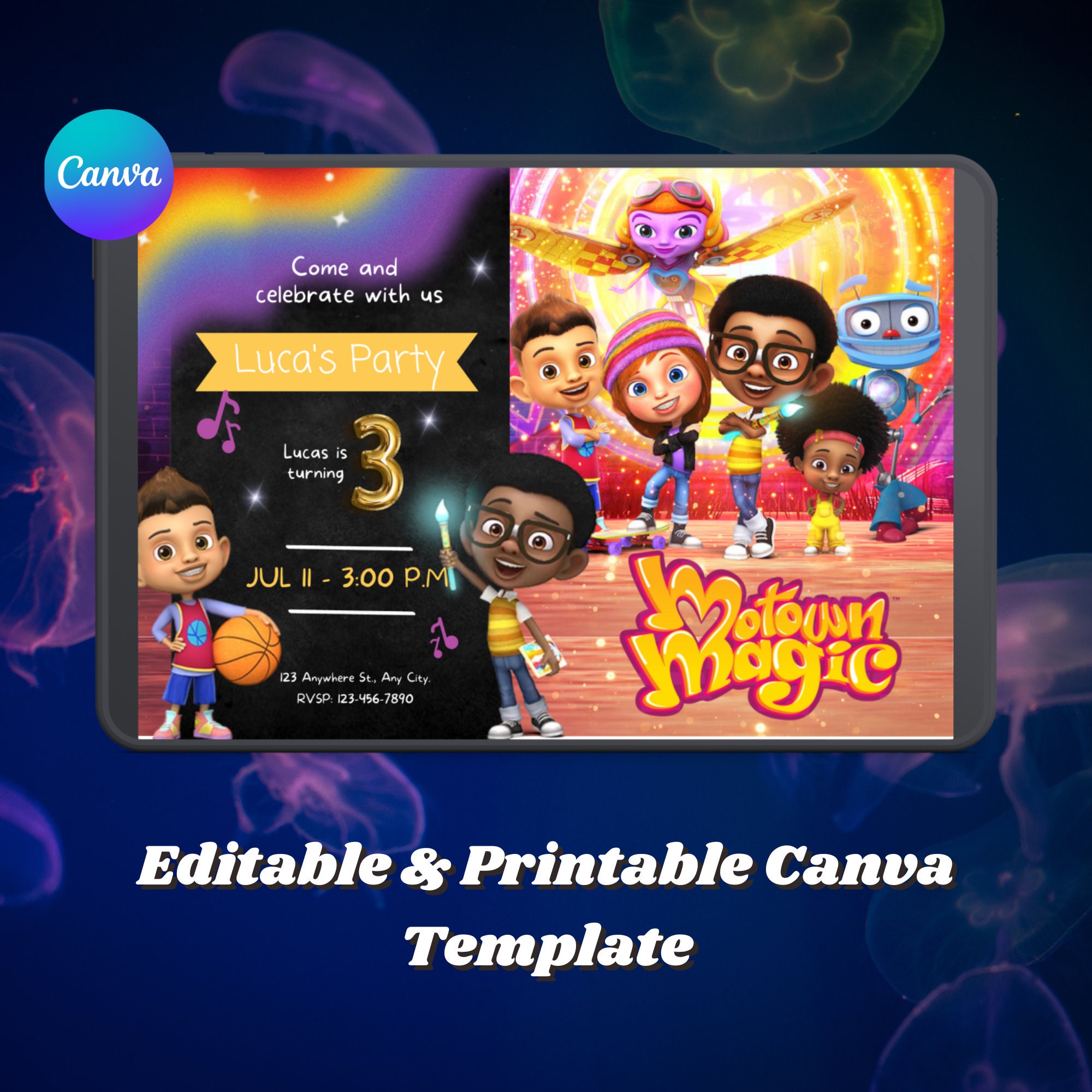 Editable Motown Magic Birthday Invitation, Digital Motown Magic ...