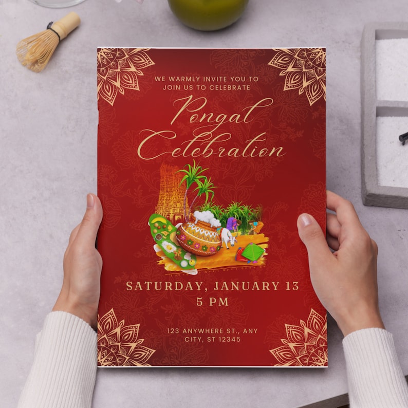 Editable Pongal Invitation, Printable Pongal Celebration Invite ...