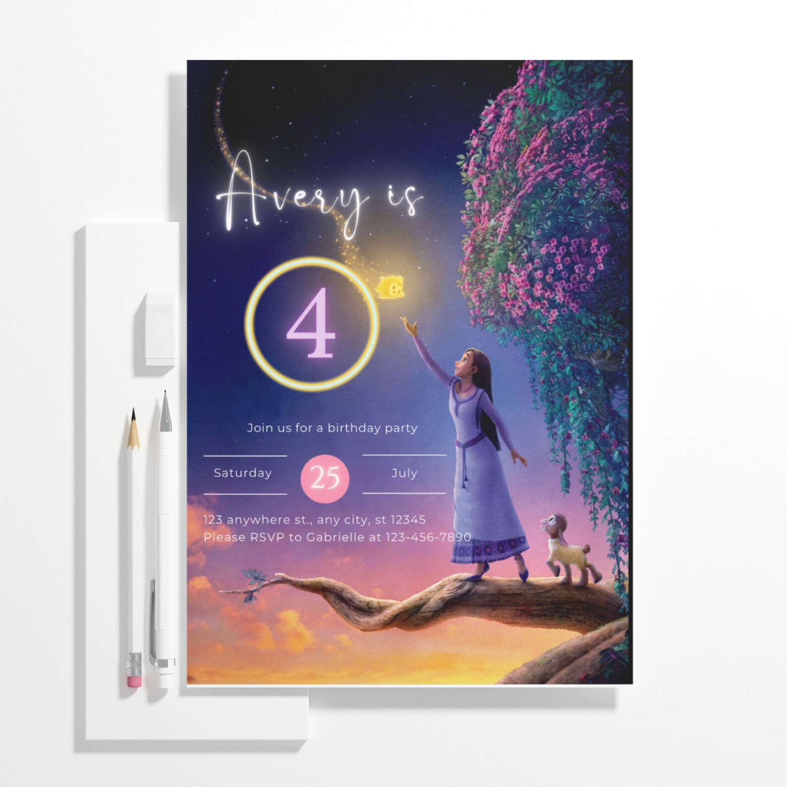 Editable Wish Invitation, Digital Wish Birthday Invitation, Printable ...