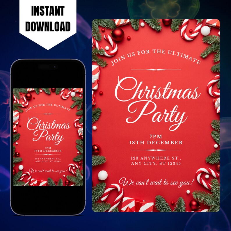 Editable Work Christmas Party Invitation, Printable Office Christmas ...