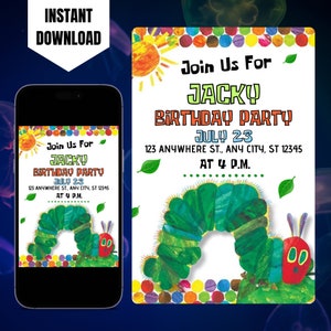 Editable Very Hungry Caterpillar Invitation, Digital the Very Hungry ...