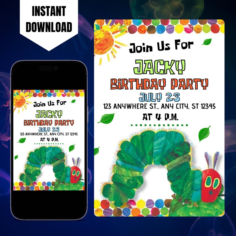 Editable Very Hungry Caterpillar Invitation Digital the Very - Etsy