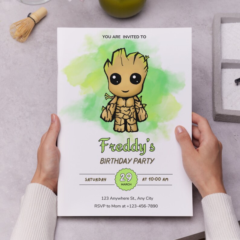 Editable Groot Birthday Invitation Printable Groot Invite - Etsy