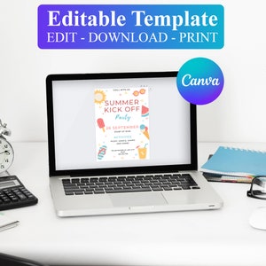 Editable Summer Kick off Party Invite, Digital End of Summer Party ...