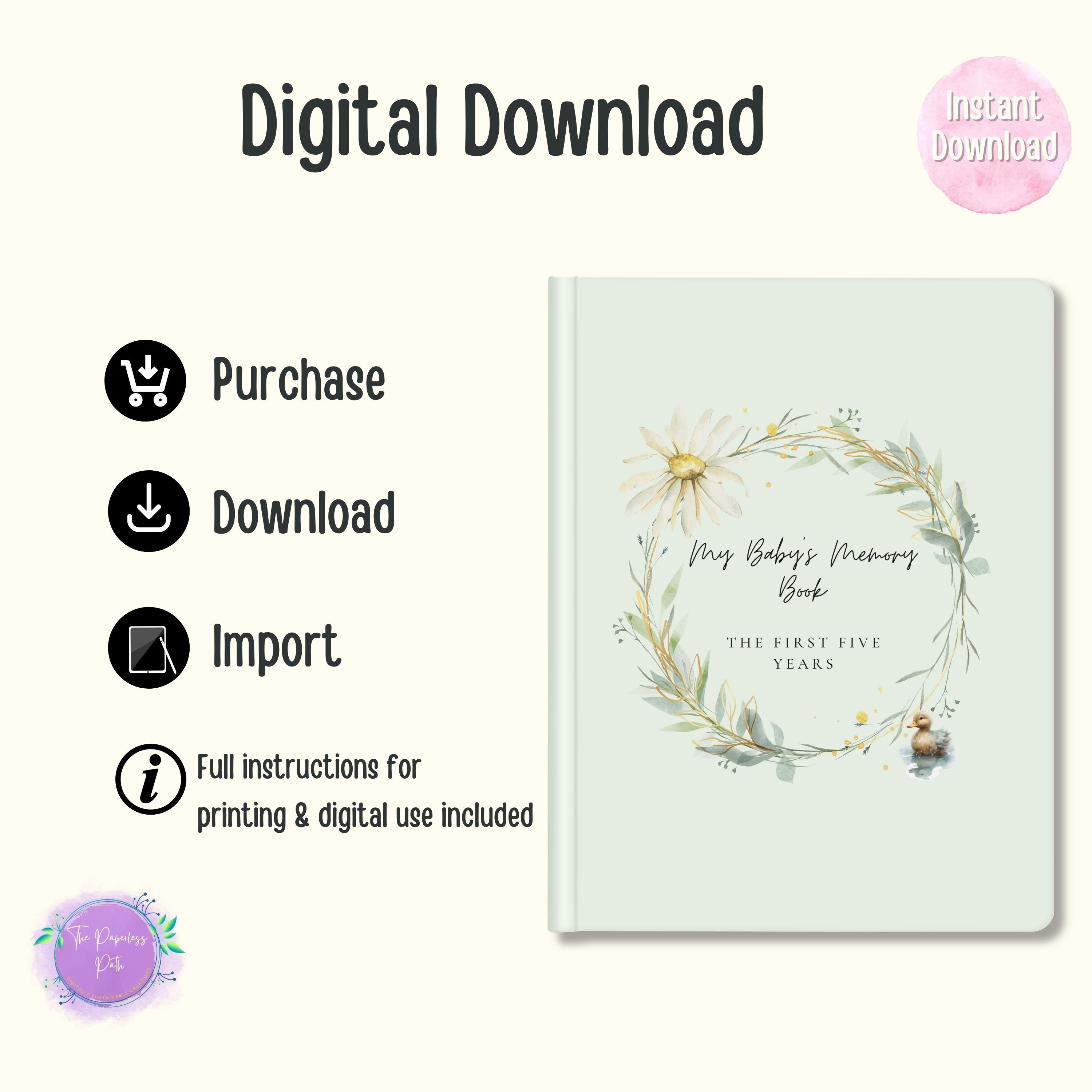 Digital Baby Journal Printable Baby Book, Memory Book for New Mums ...