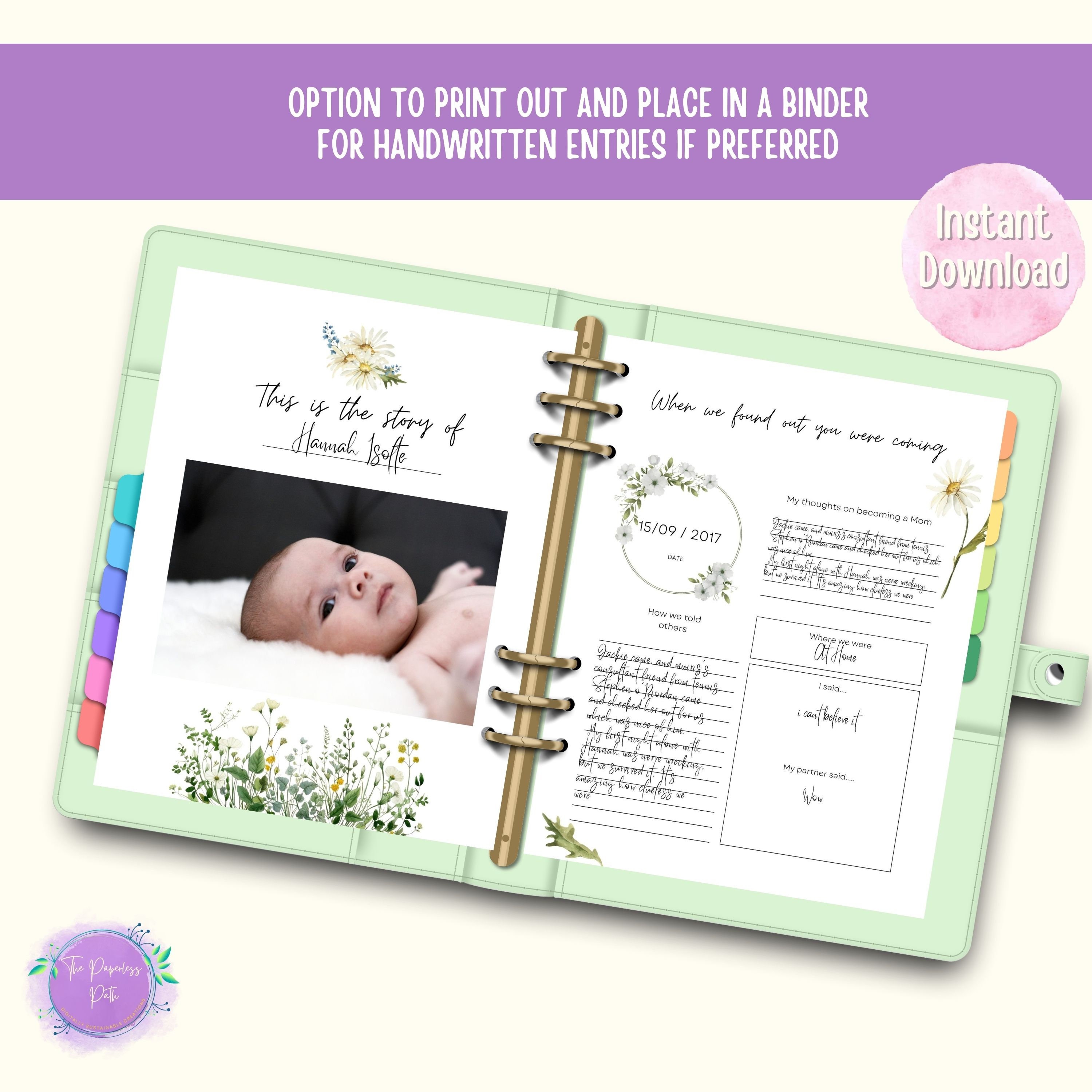 Digital Baby Journal Printable Baby Book, Memory Book for New Mums ...