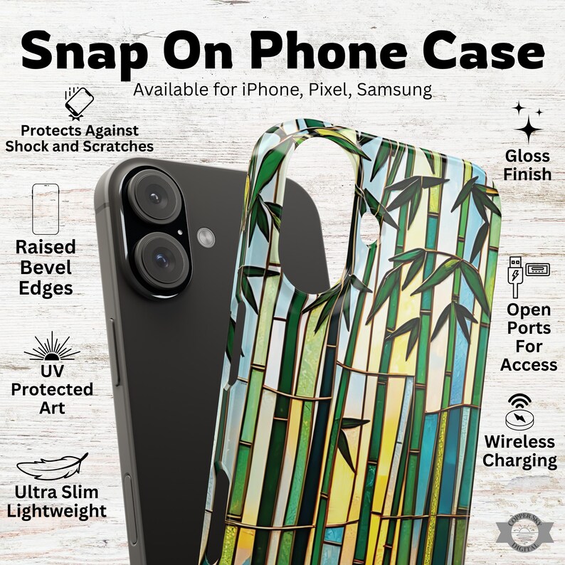 Stained Glass Bamboo Cell Phone Snap on Glossy Case Artistic Floral ...