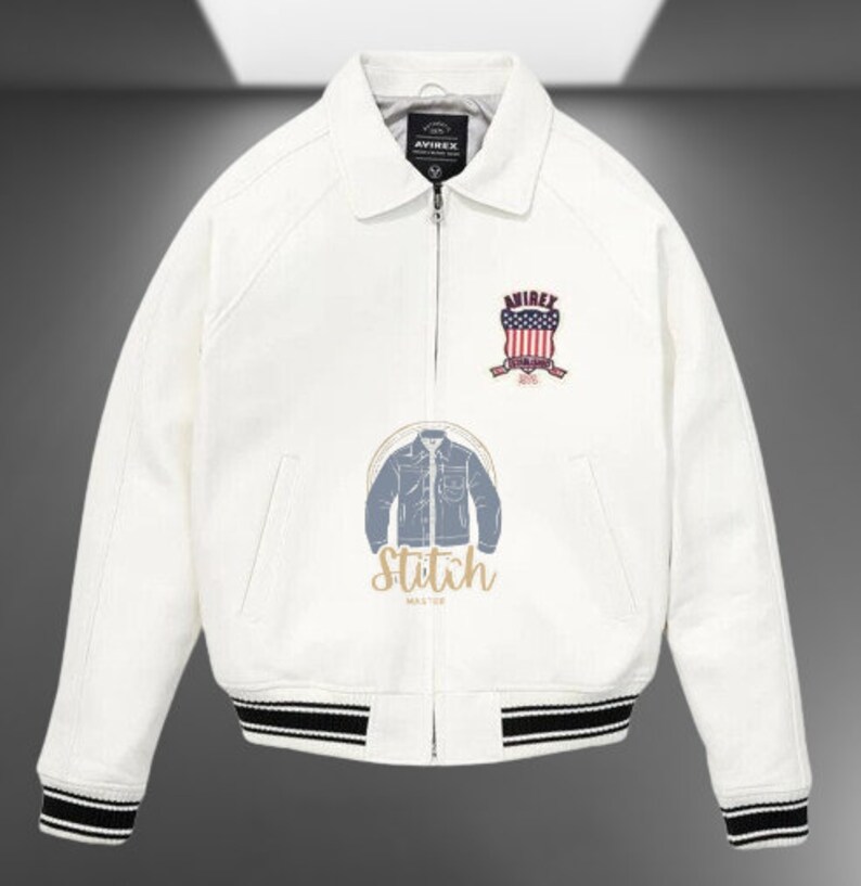 White Color Handmade Original Leather Mens Bomber Jacket for Winter ...