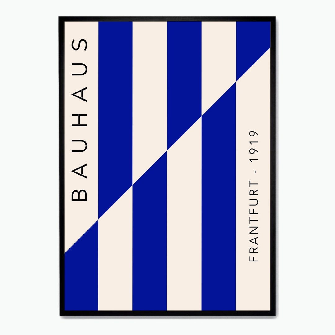Bauhaus Blue Lines Poster Bauhaus Vintage Print Abstract Wall Art - Etsy