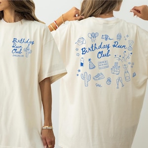 Personalized Birthday Running Club Doodle Shirt, 5K 10K Half Marathon ...