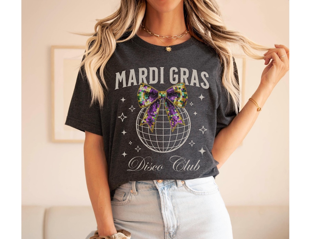 Mardi Gras Disco Ball Shirt, Mardi Gras Sequin Bow T-shirt, Mardi Gras Women Shirt, Mardi Gras ...
