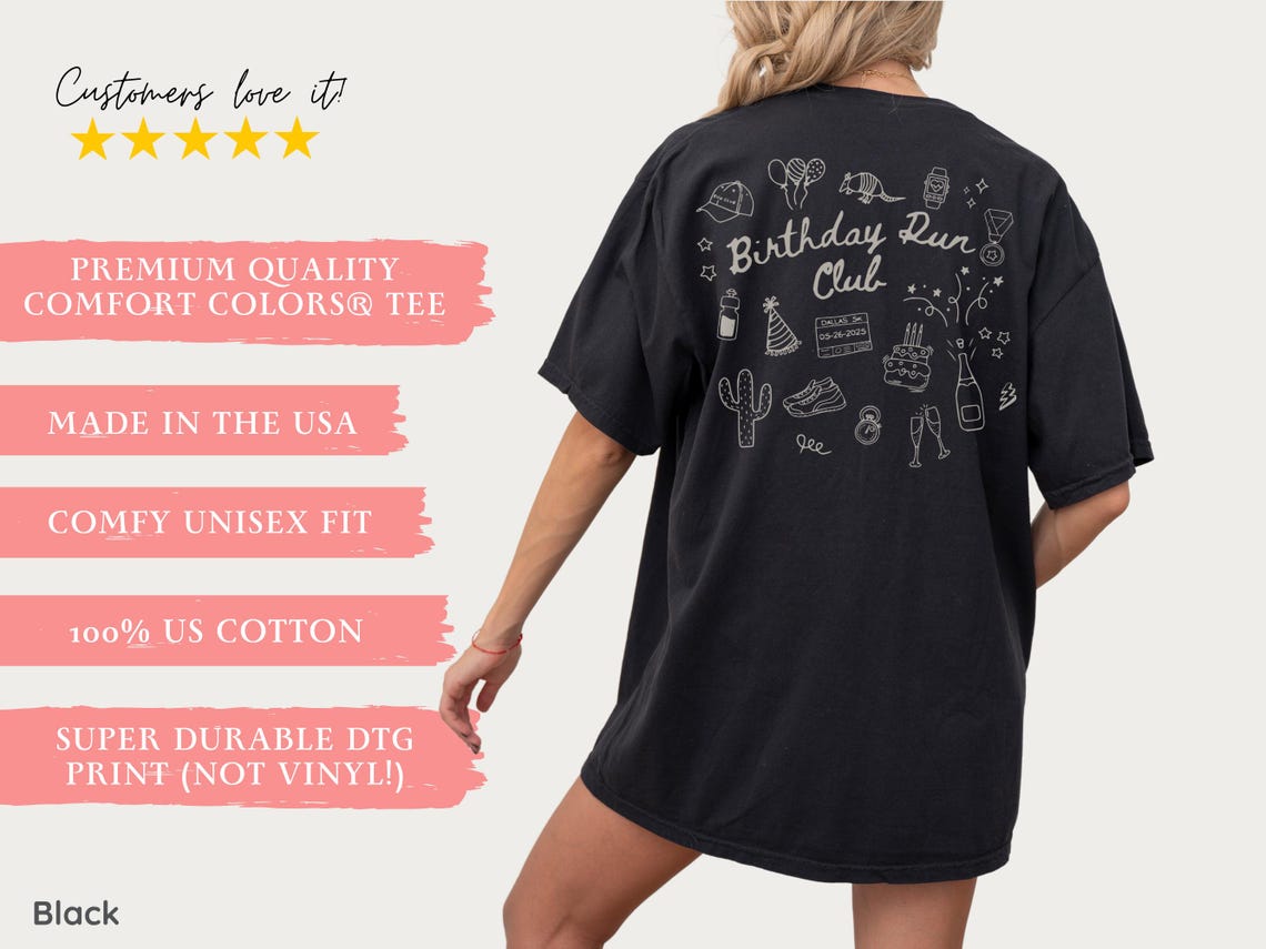 Personalized Birthday Running Club Doodle Shirt, 5K 10K Half Marathon ...