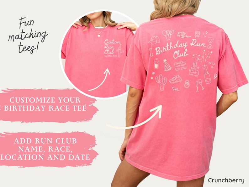 Personalized Birthday Running Club Doodle Shirt, 5K 10K Half Marathon ...