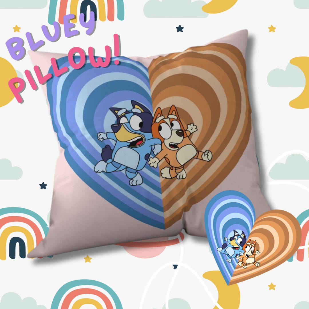 Bluey Kids Pillow Bluey Themed Room Decor for Kids Blue Dog Cartoon ...