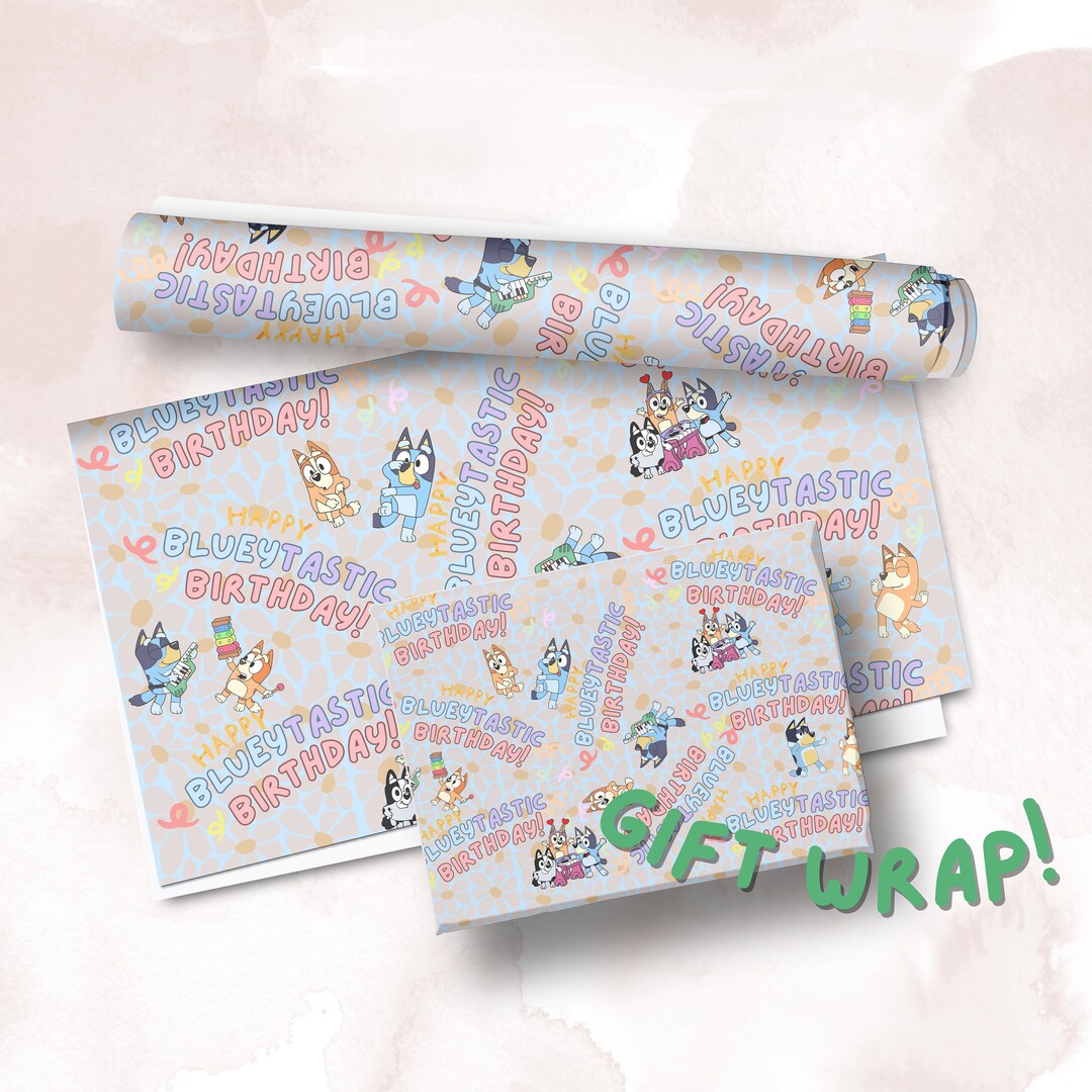 Bluey Kids Gift Wrapping Paper Personalized Bluey Birthday Gift Wrap ...