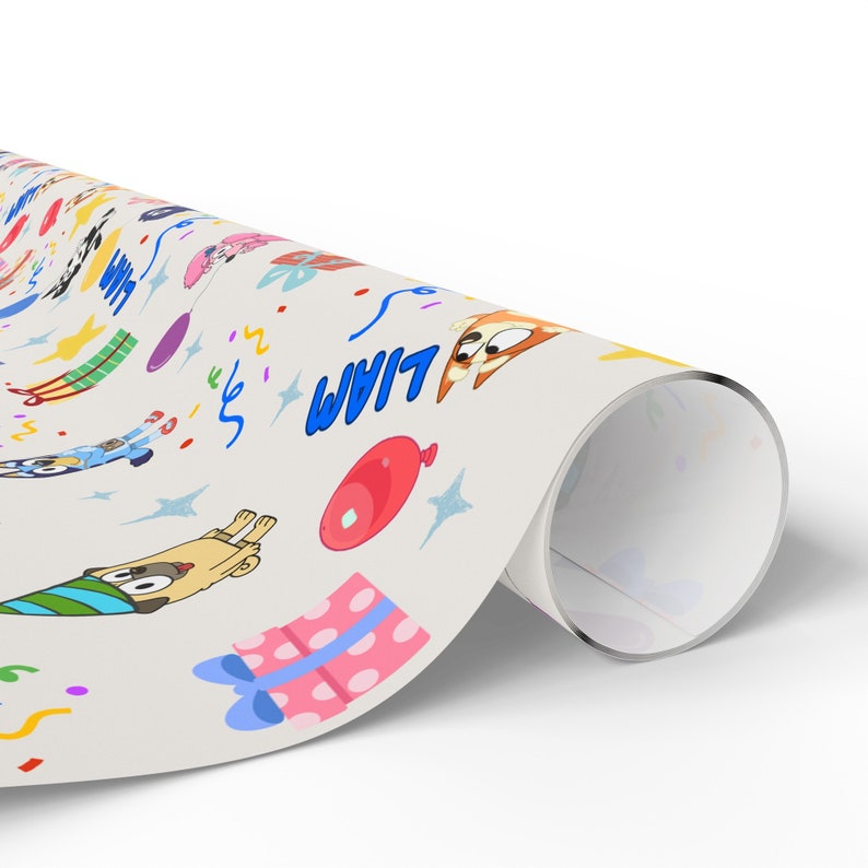 Custom Bluey Gift Wrap for Kids Bluey Birthday Gift Wrapping Paper ...