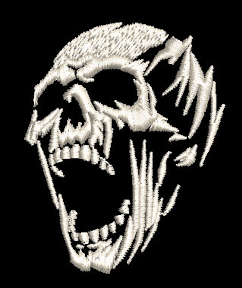 A Machine Embroidery File of a Skull Screaming Silently Into the Night ...