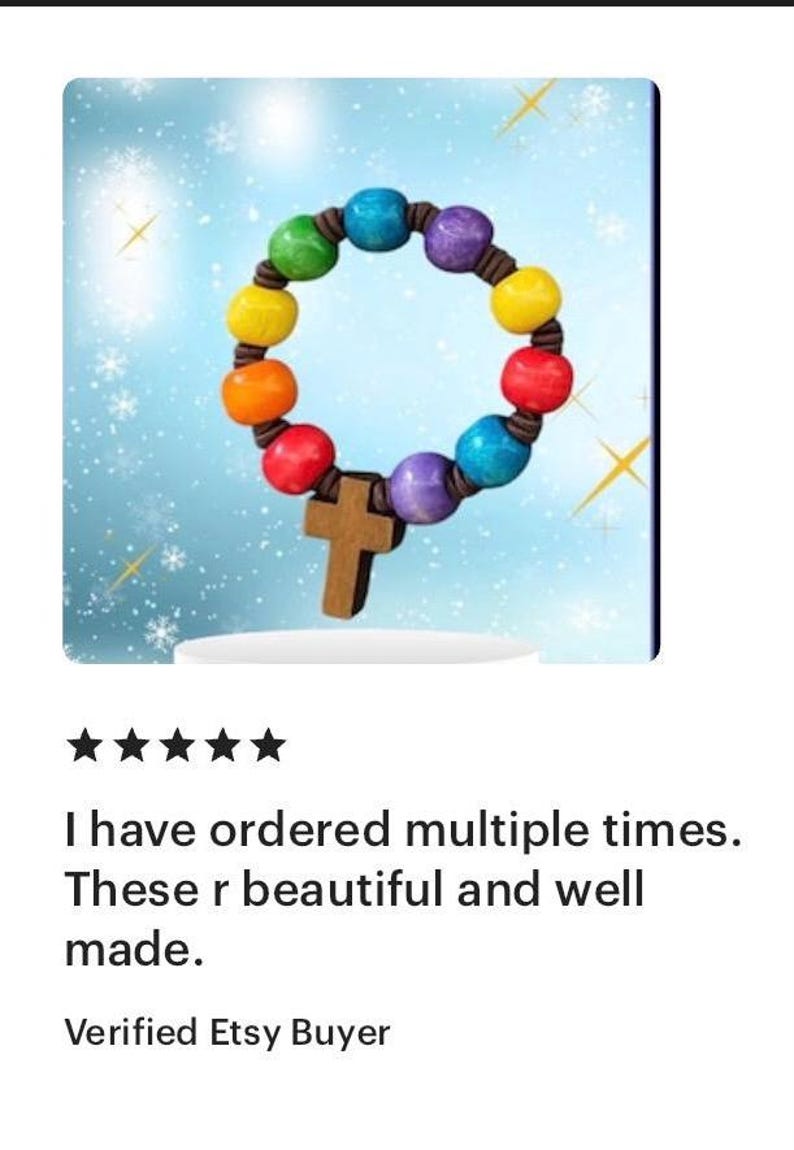 Set of 6 Catholic Cursillo Rainbow Wooden Cross Pocket Rosaries, Kids ...