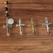St Benedict Crucifix Keychain Natural Stone, 3-bead Chaplet, Catholic ...