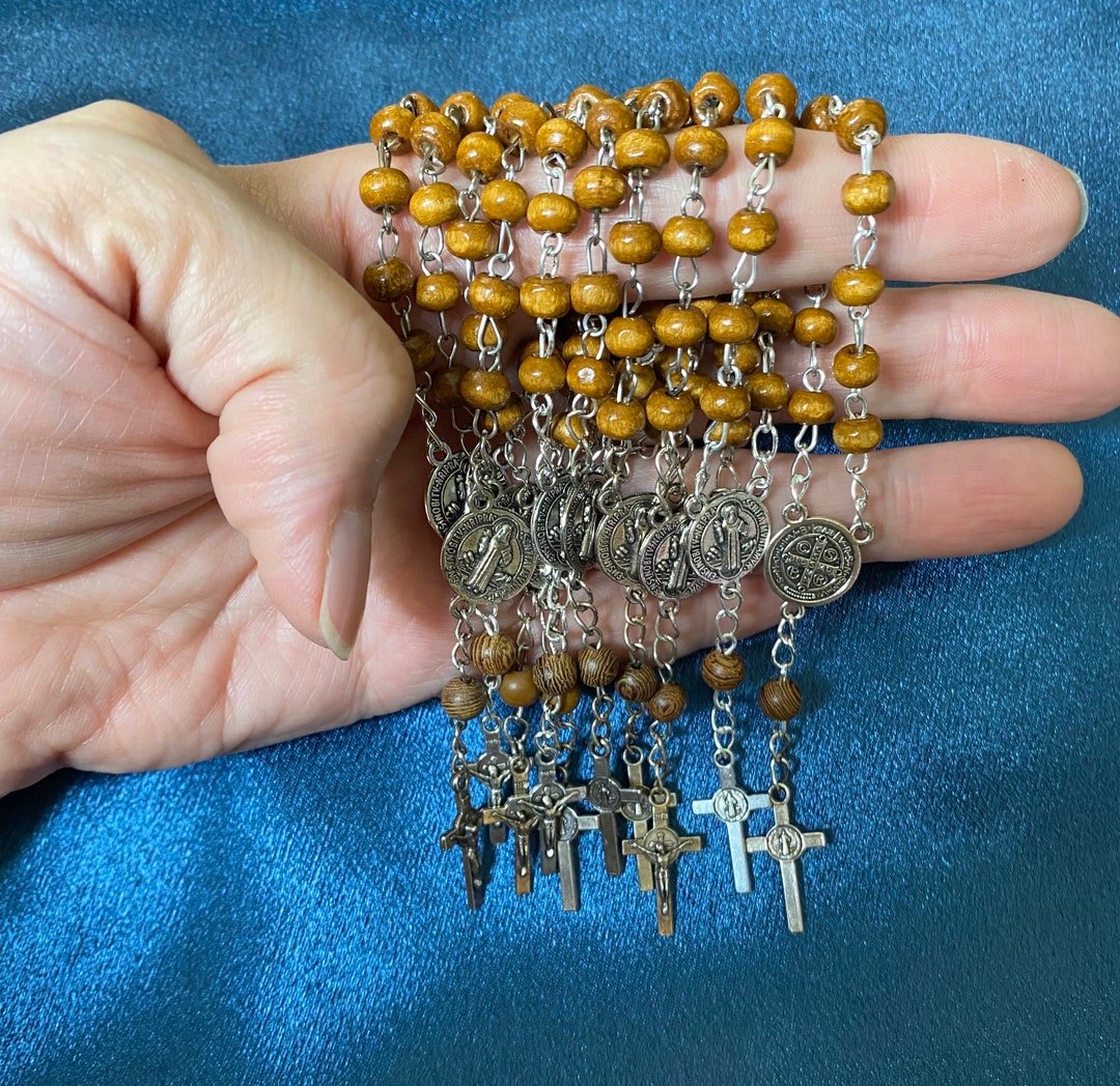 Saint Benedict Set of 8 Mini Chain Rosaries,one Decade Pocket Prayer ...