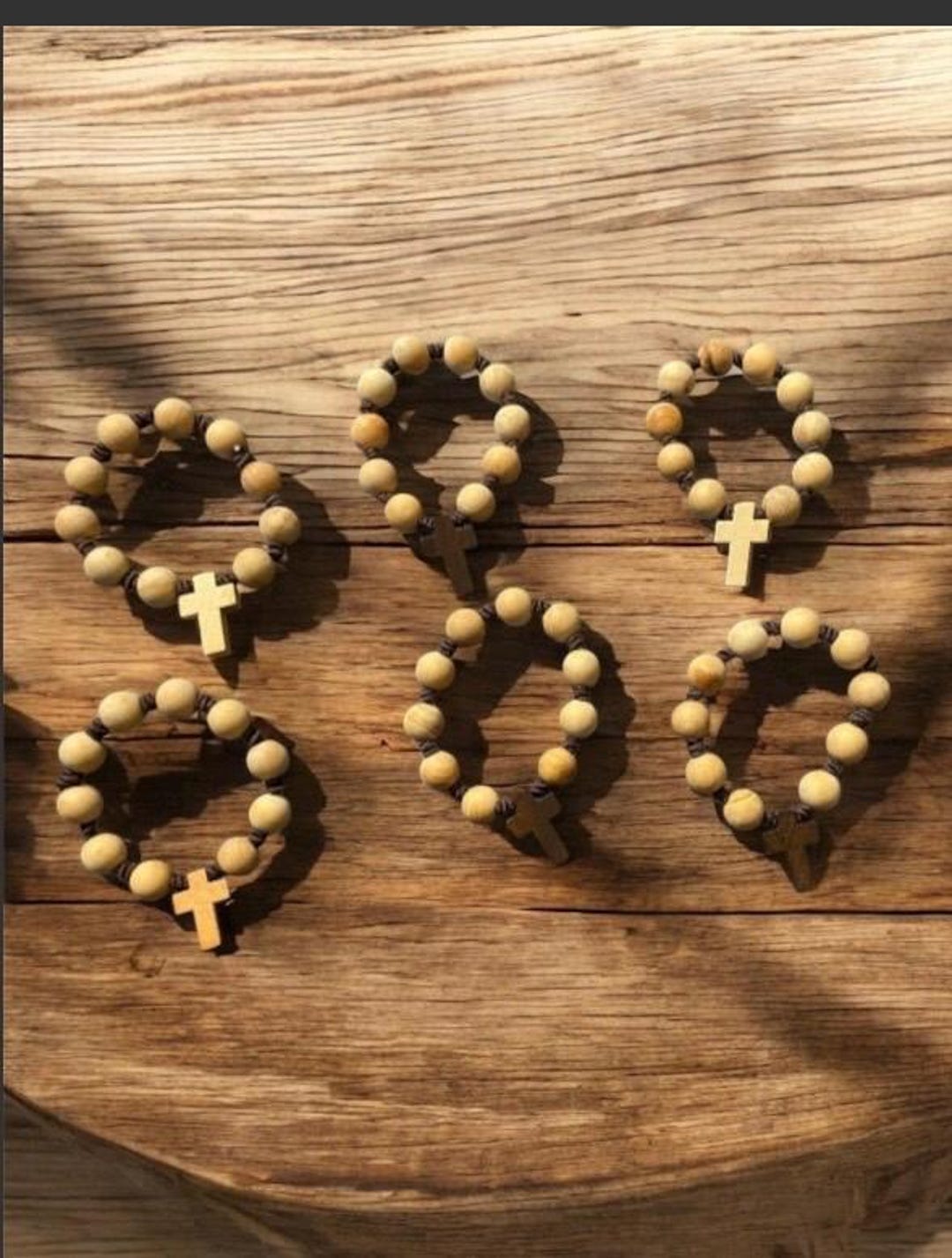 Set of 6 Scented Wooden Finger Rosaries, Catholic Prayer Beads, Pocket ...