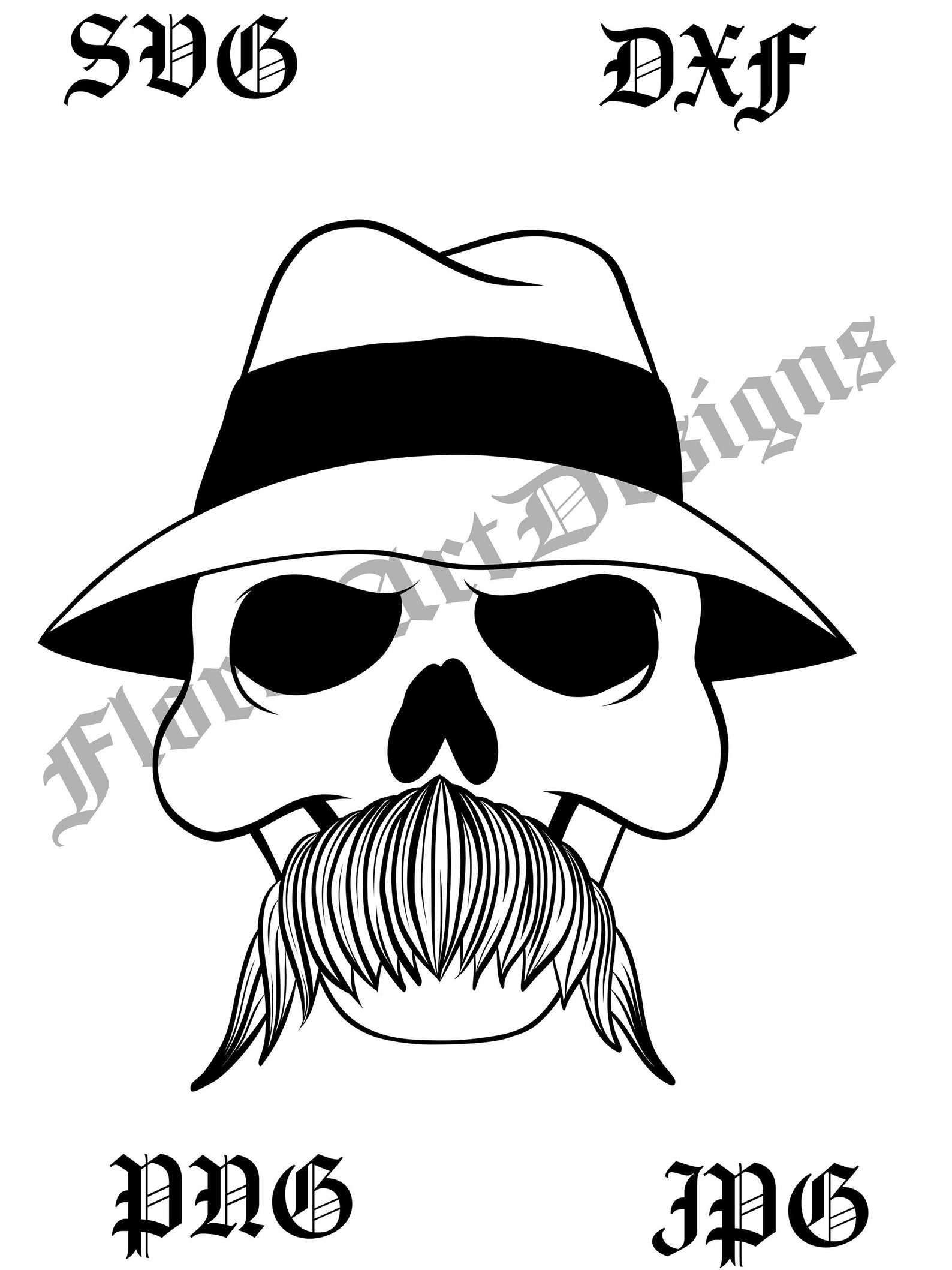 Gangster Skull Svg/dxf/pdf/jpg/png/skull Svg/fedora/lowrider Svg ...