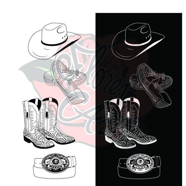 Ranchero Bundle Clip Art/png/svg / Mexicano /cowboy Boots / Cowboy Hat ...